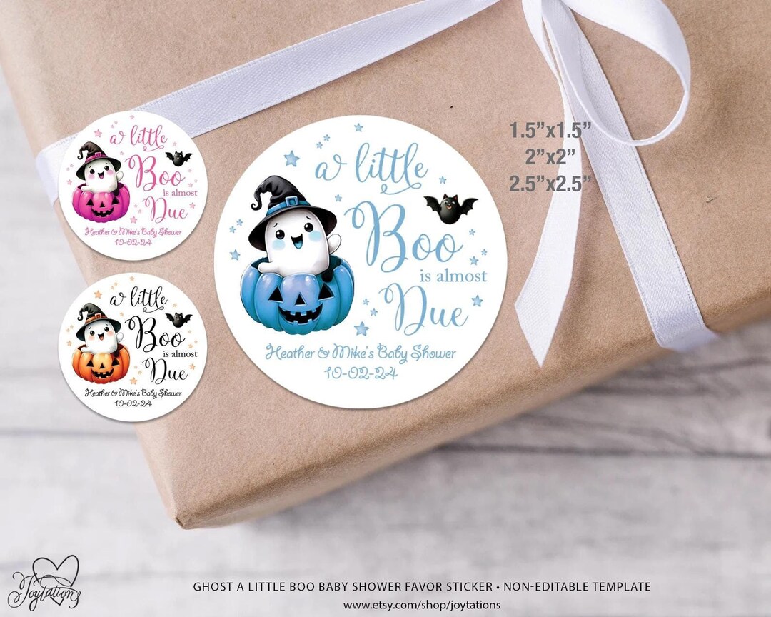 A Little Boo is Almost Due Baby Shower Favors Sticker Printed, Cute ...