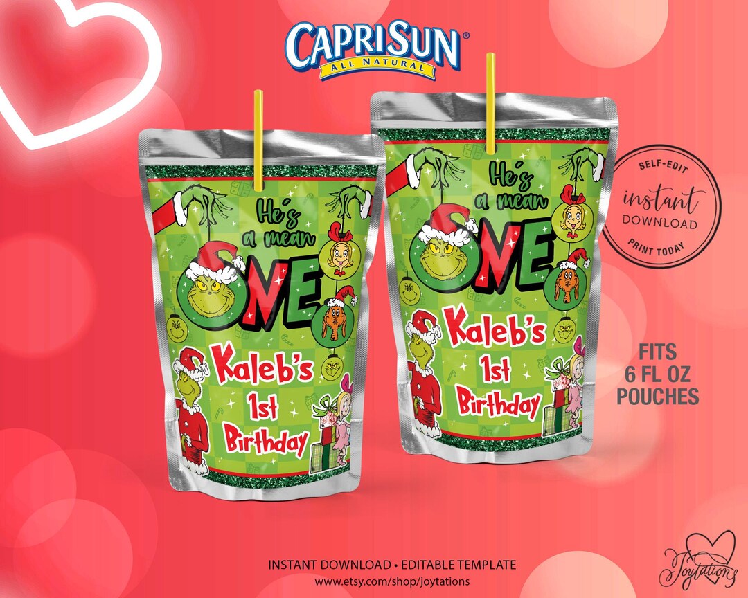 The Grinch Birthday Capri Sun Label Template, He's A Mean One Grinch ...