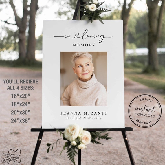 In Loving Memory Poster Template Editable Celebration Of Life Sign 