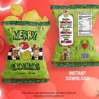 Grinchy Grinchmas Chip Bag Template - Etsy