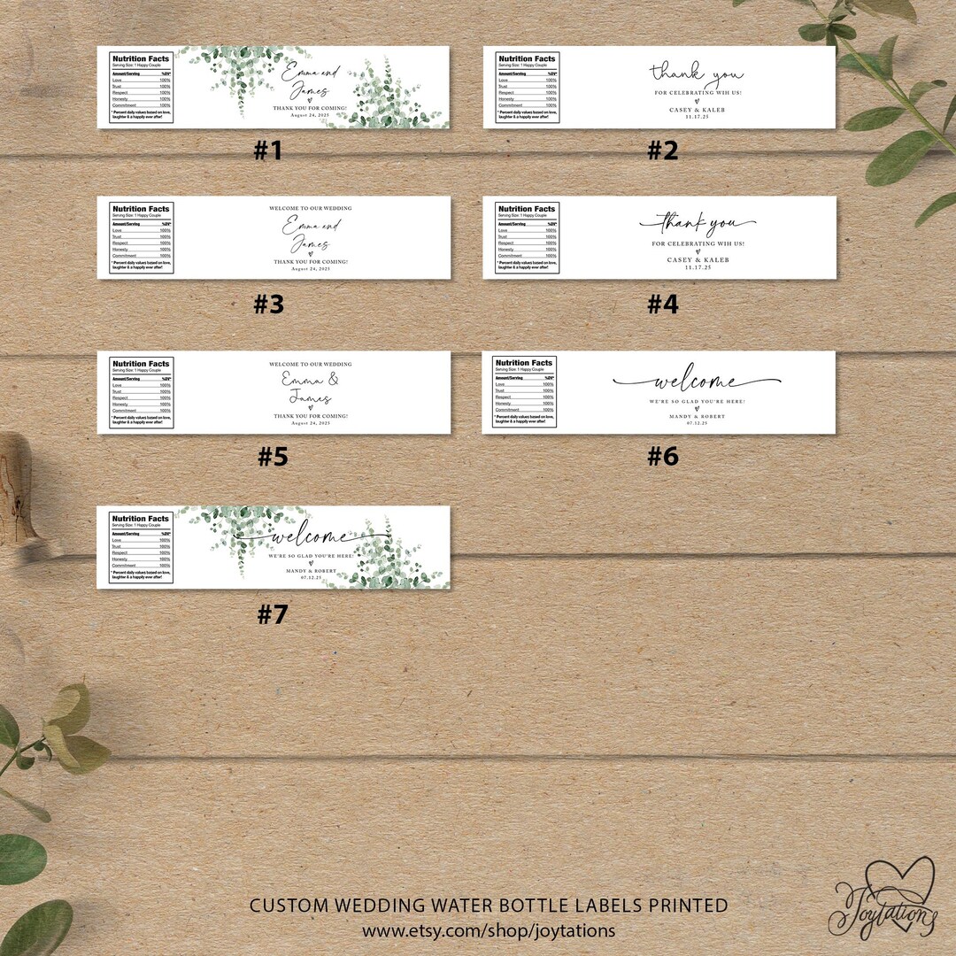 Wedding Water Bottle Labels Printed, Wedding Welcome Water Bottle ...