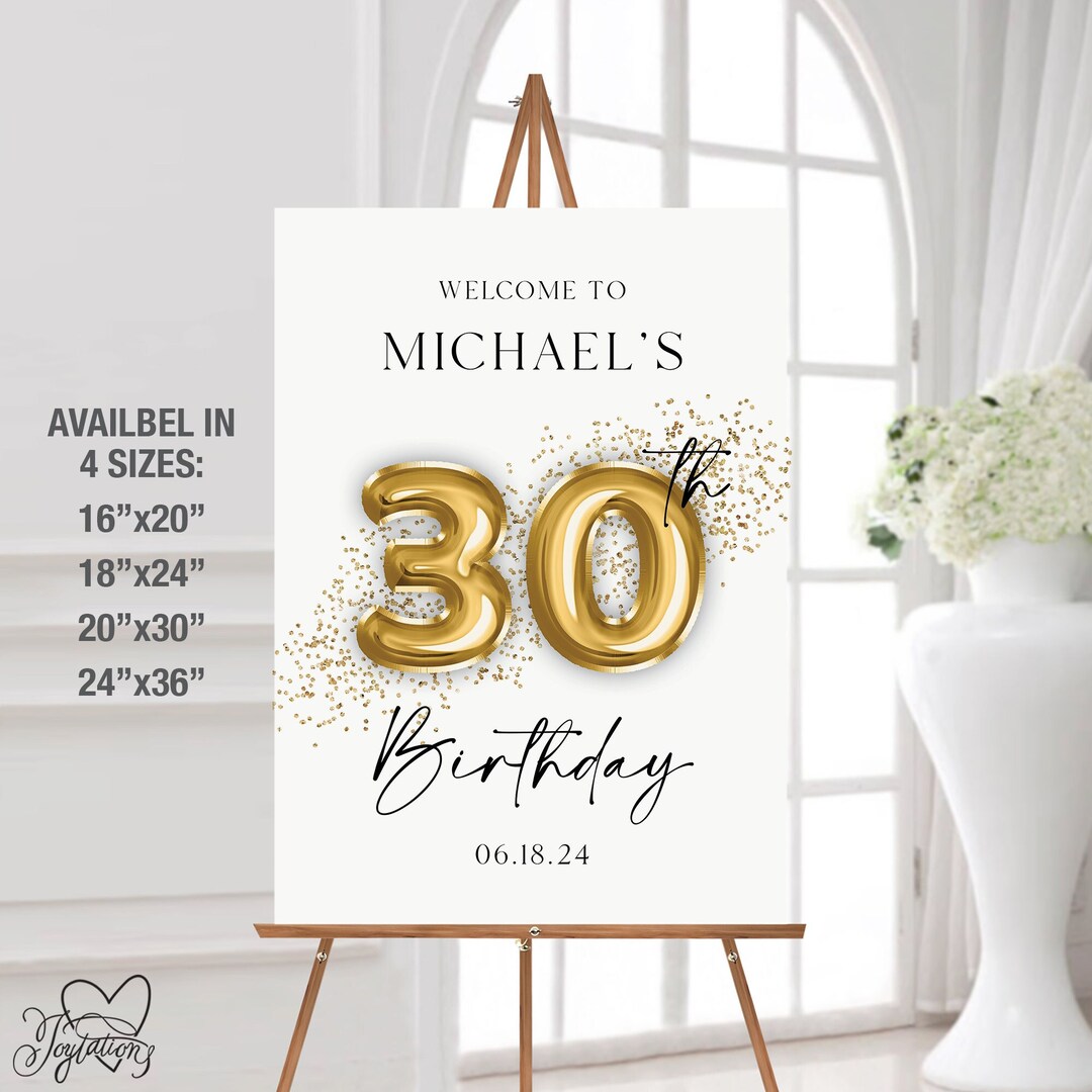30th Birthday Welcome Sign, Printable Birthday Sign, 40th Birthday ...
