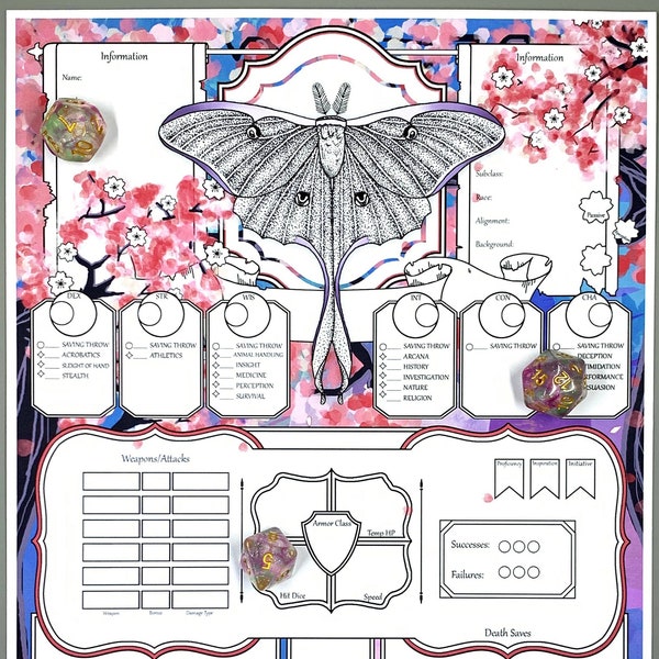 Moth Dnd Character Sheet - Etsy