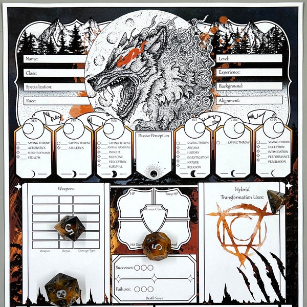 5e Blood Hunter Character Sheet - Etsy