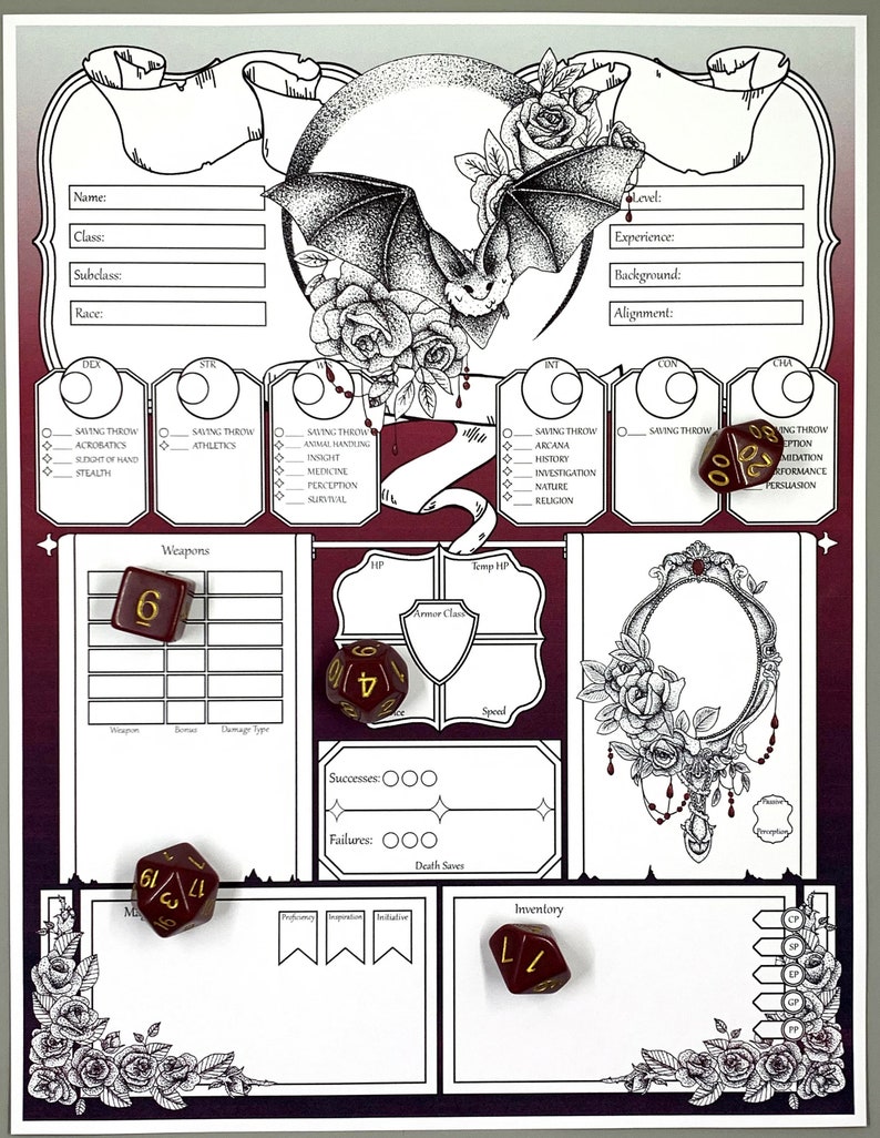 Vampire Dnd 5e Character Sheet - Etsy