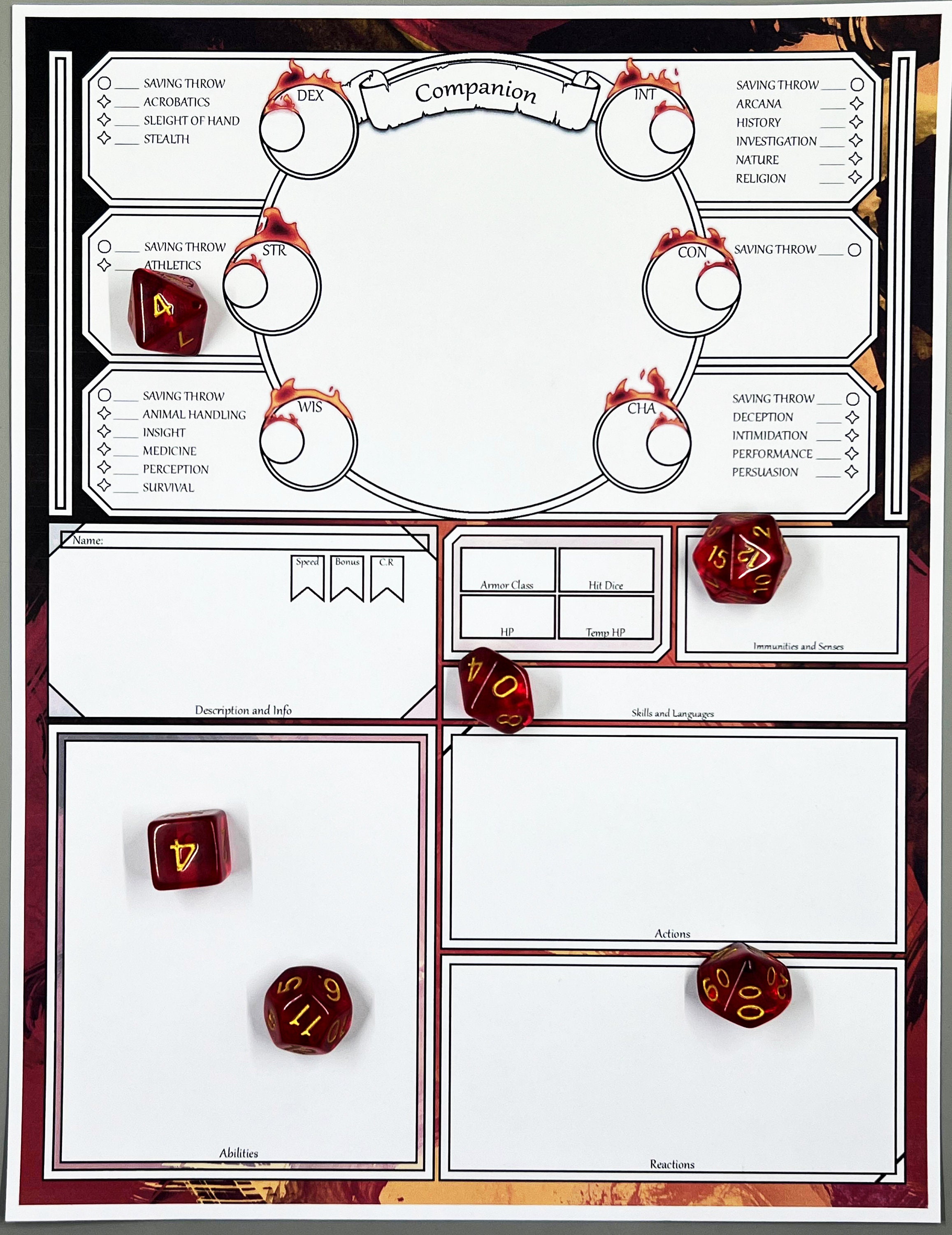 Phoenix Druid Circle of Wildfire Dnd 5e Character Sheet Digital ...