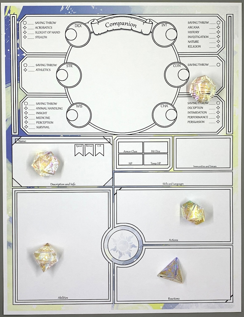 Cleric Light Domain Dnd 5e Character Sheet Digital Download - Etsy