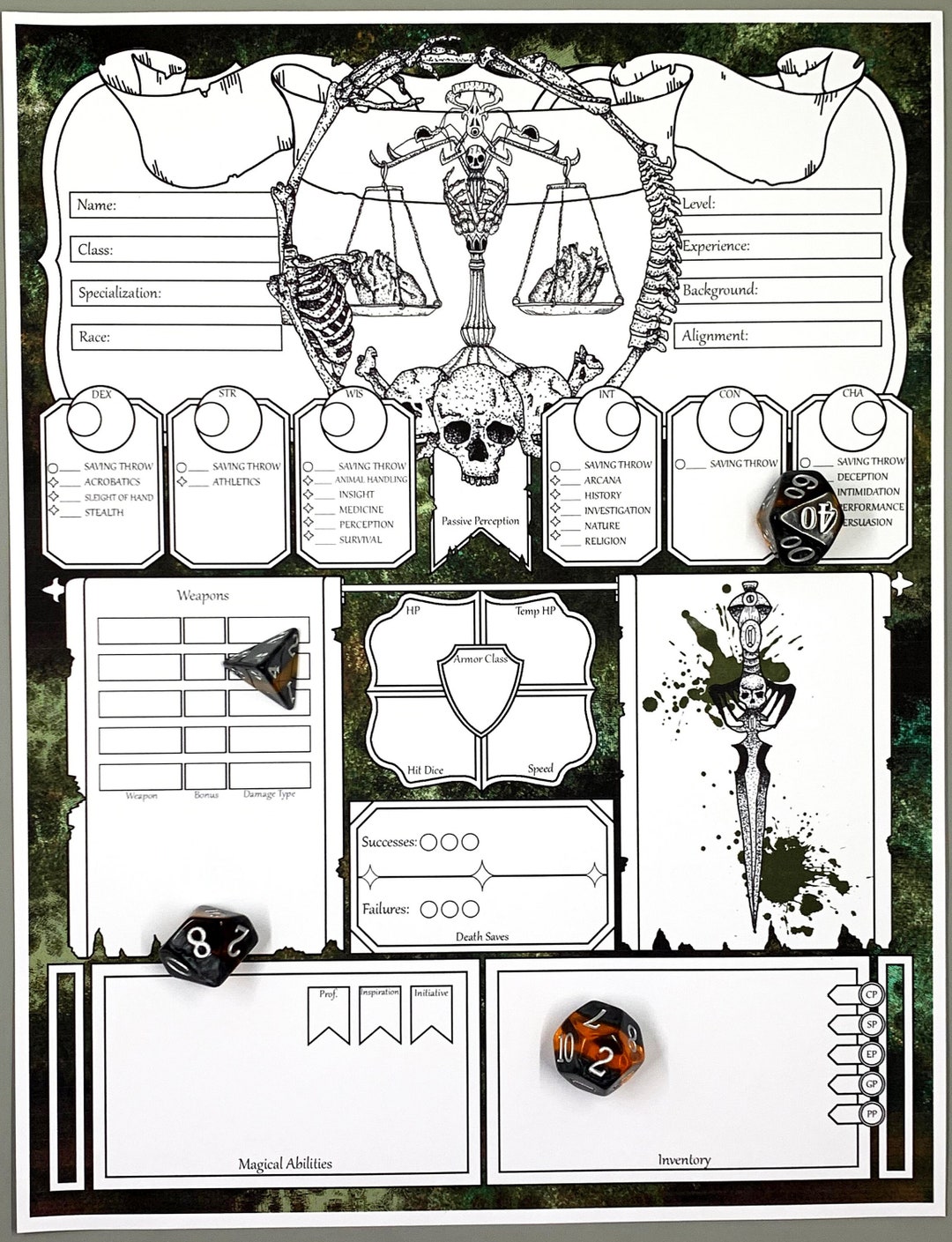 Necromancer Dnd 5e Character Sheet | Dnd Character Journal | Dungeons ...