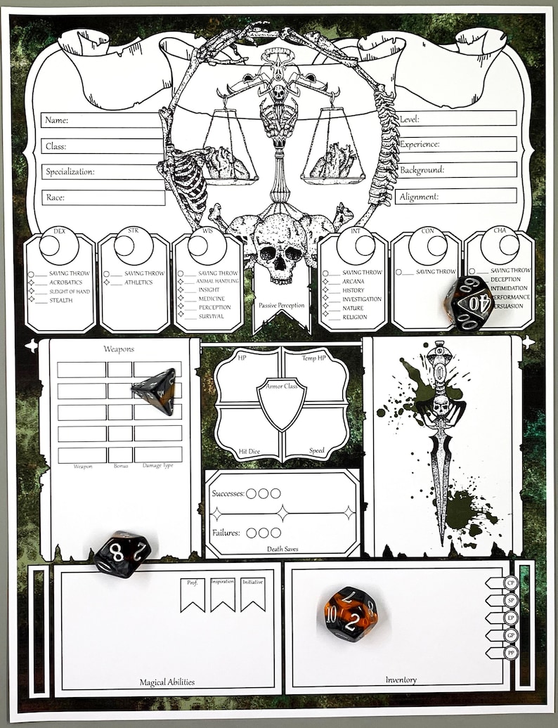 Necromancer Dnd 5e Character Sheet Digital Download - Etsy
