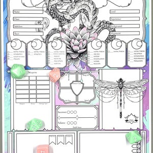 Feywild Dragons Dnd 5e Character Sheet Digital Download Bundle - Etsy