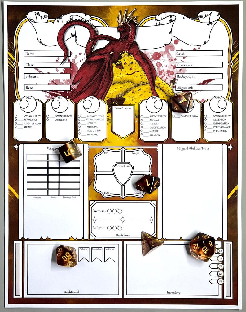 Dragons Hoard Dnd 5e Character Sheet Digital Download - Etsy