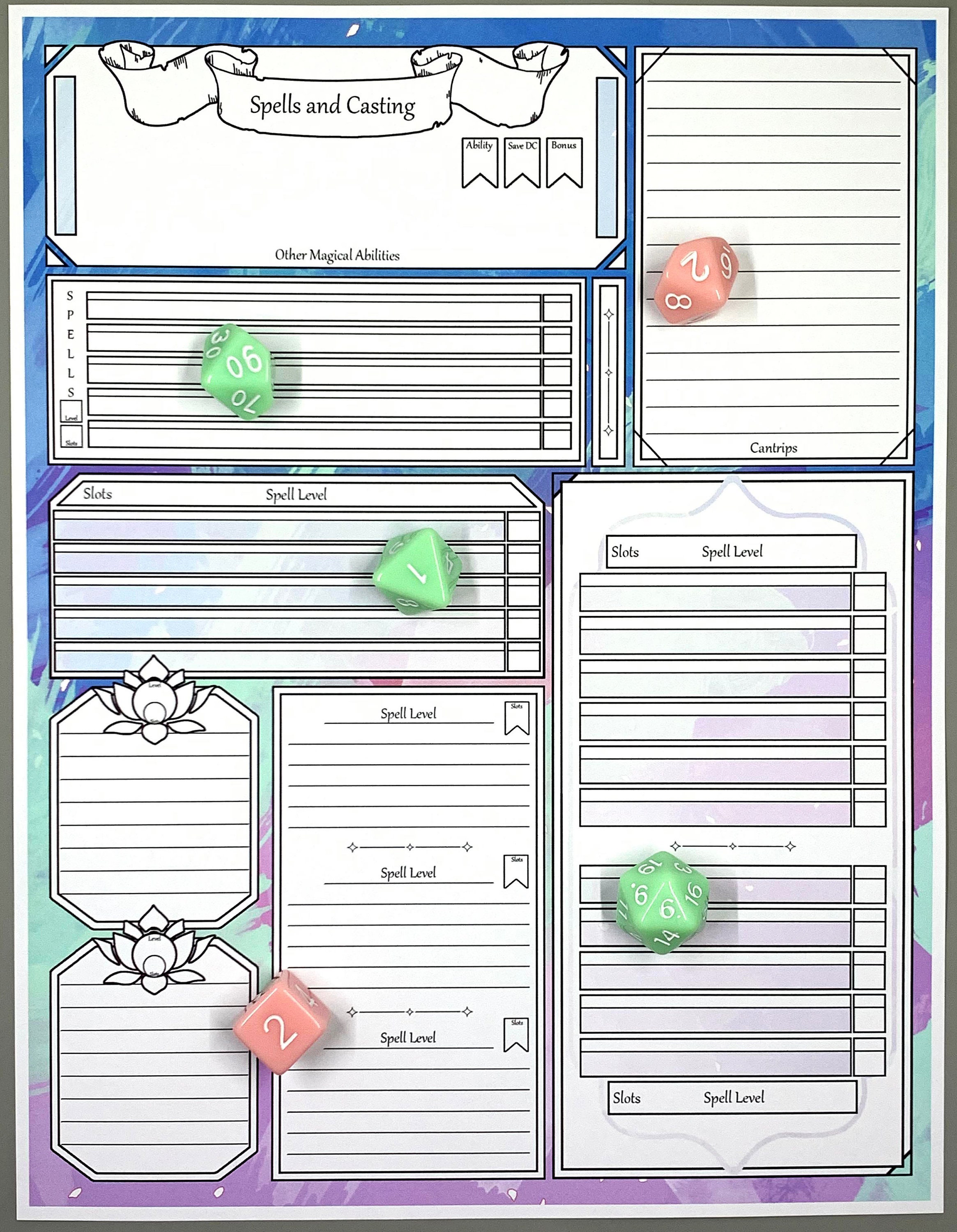 Jeweled Lotus Dnd 5e Character Sheet Digital Download - Etsy