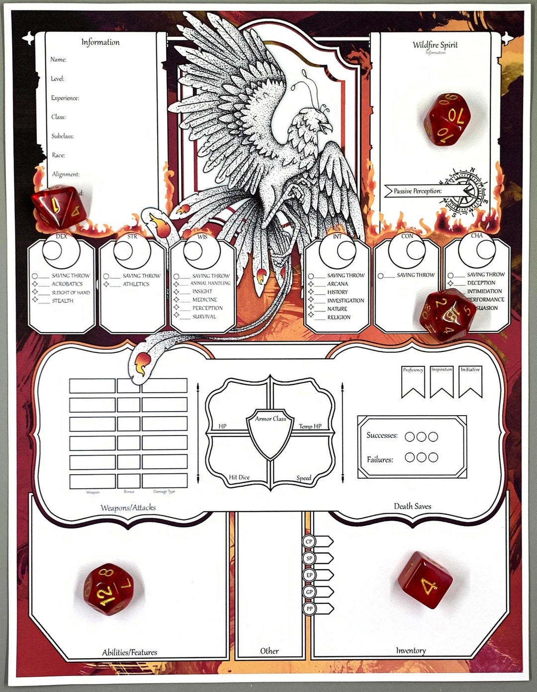 Phoenix Dnd 5e Character Sheet | Dnd Character Journal | Dungeons and ...