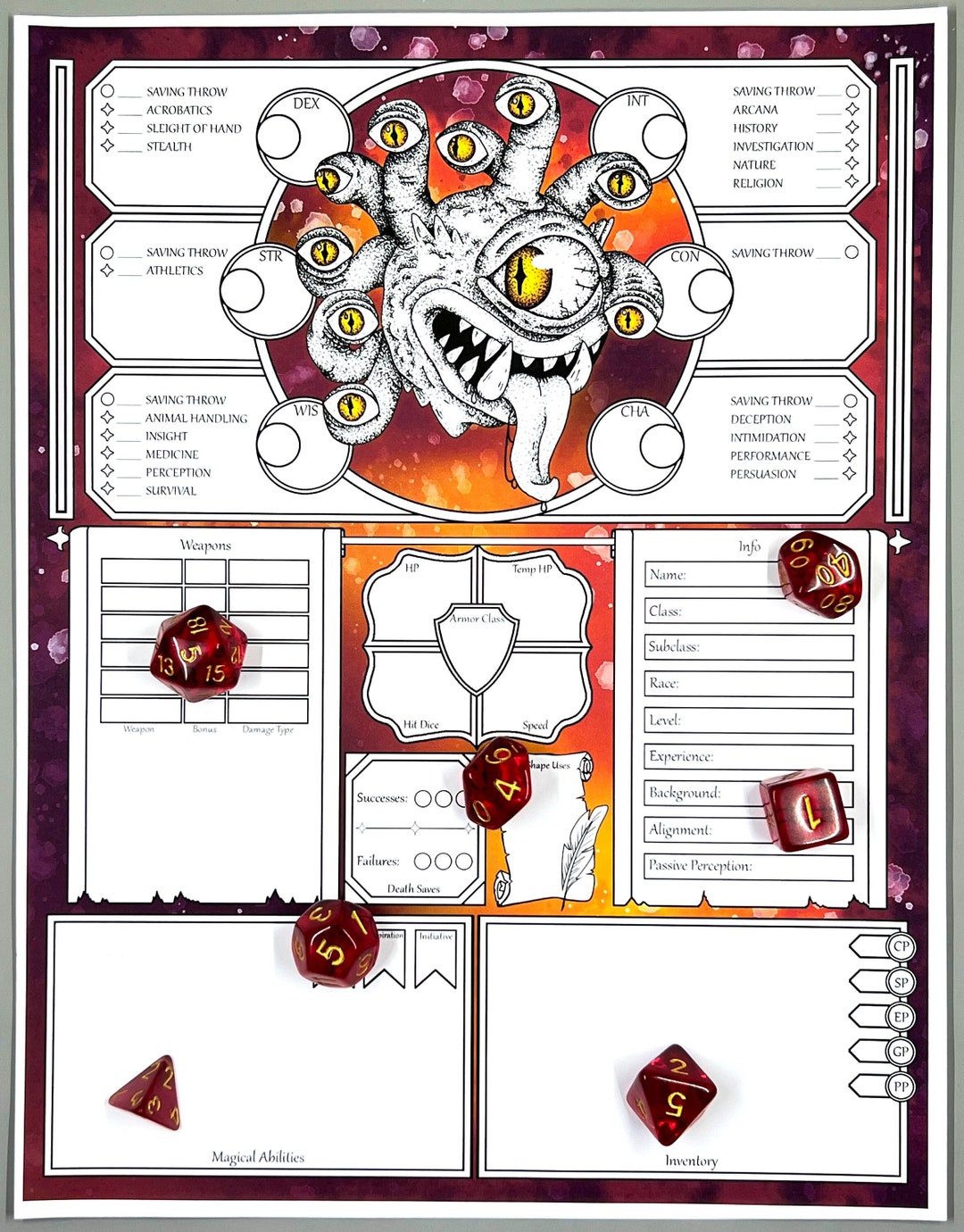 Beholder Dnd 5e Character Sheet Digital Download - Etsy