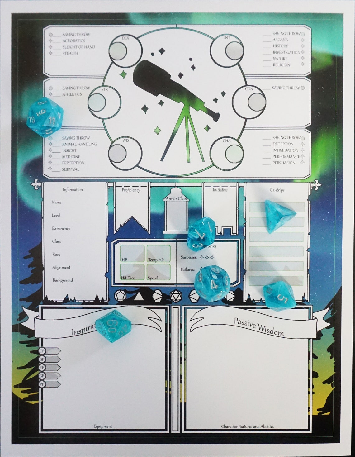 DnD Character Sheet Explorer's Pack Aurora | Etsy