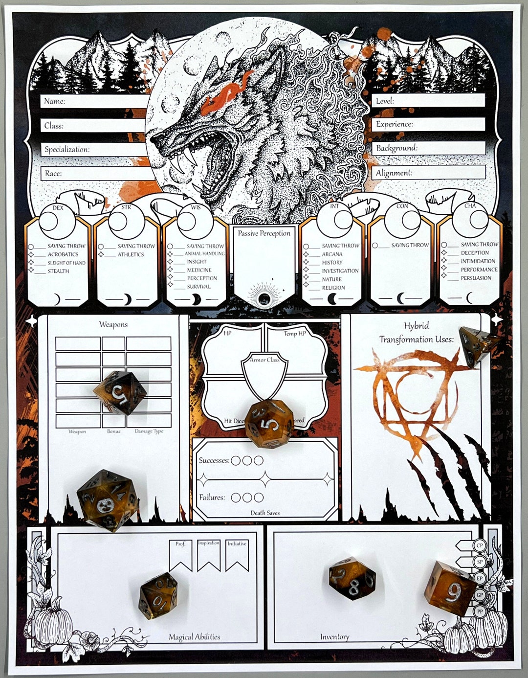Blood Hunter Order of the Lycan Dnd 5e Character Sheet - Etsy