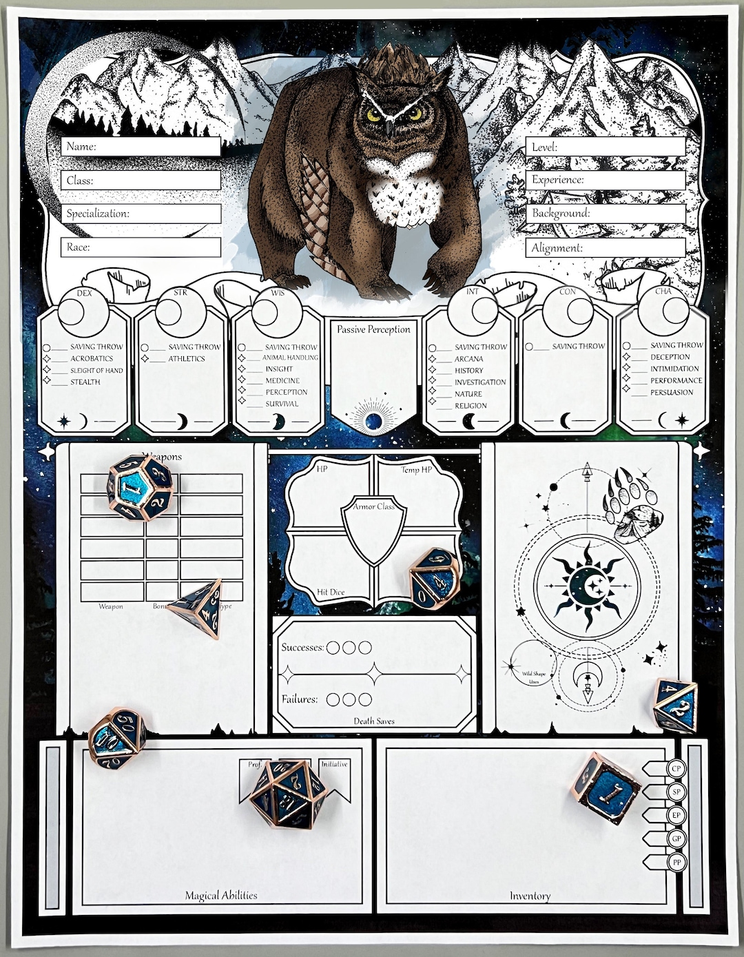 Druid Circle of the Moon Owlbear Dnd 5e Character Sheet Digital ...