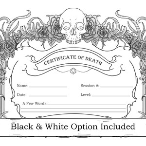 Dnd Death Certificate | Dungeons and Dragons | Pathfinder | TTRPG ...