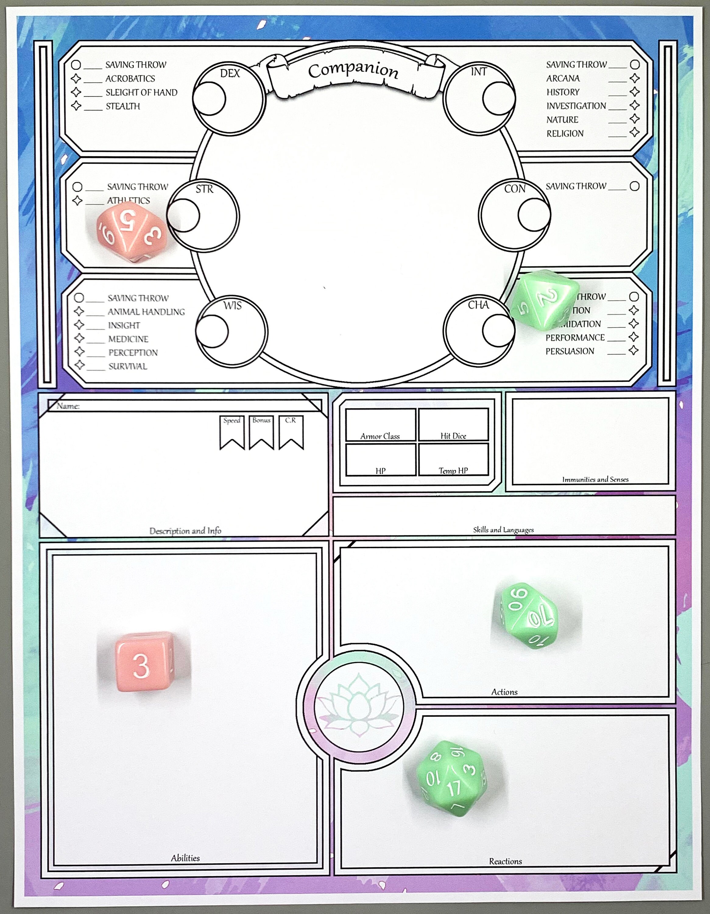 Jeweled Lotus Dnd 5e Character Sheet Digital Download - Etsy