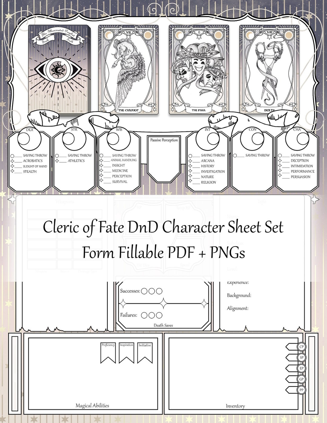 Cleric of Fate Dnd 5e Character Sheet Digital Download - Etsy