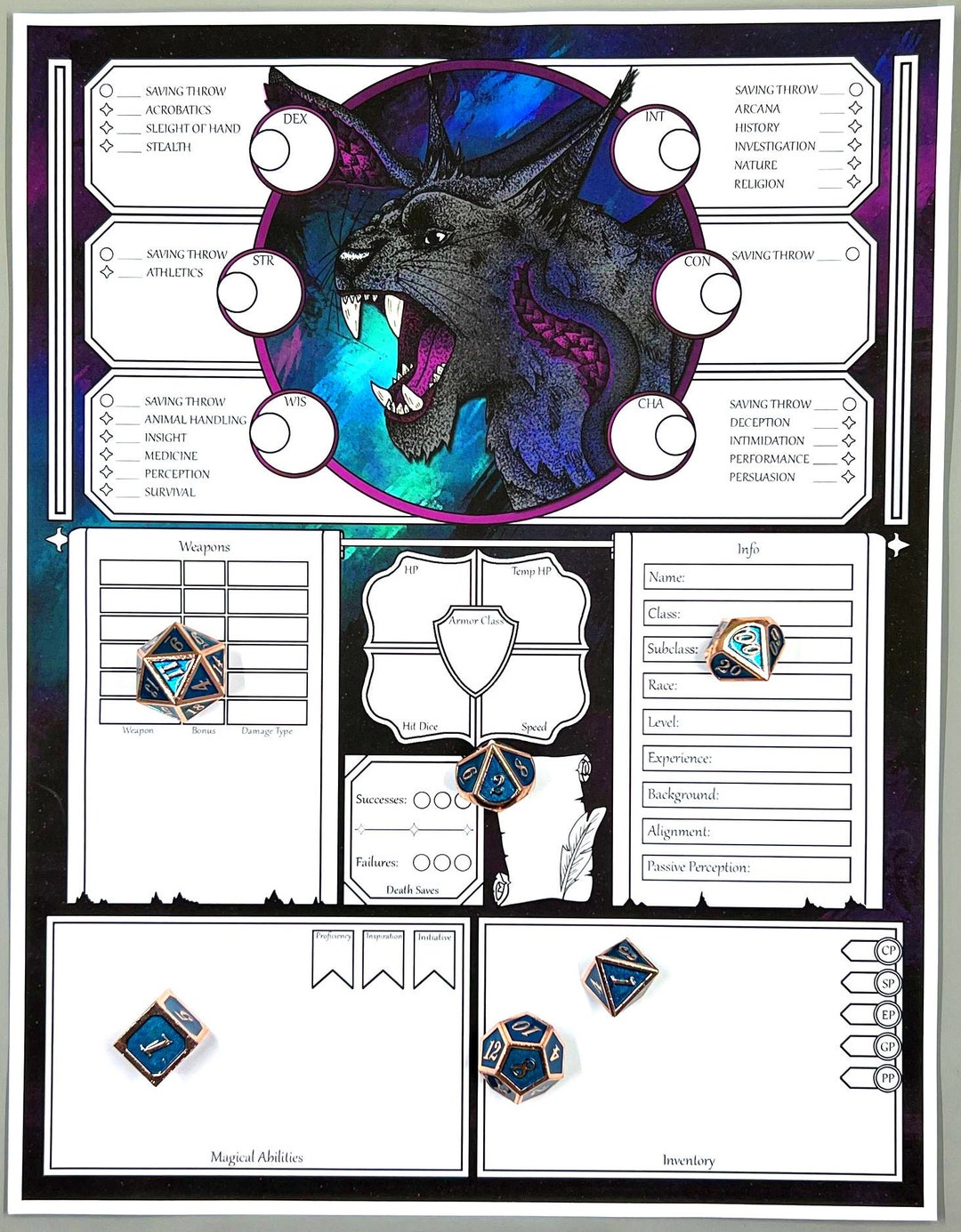 Displacer Beast Dnd 5e Character Sheet Digital Download - Etsy