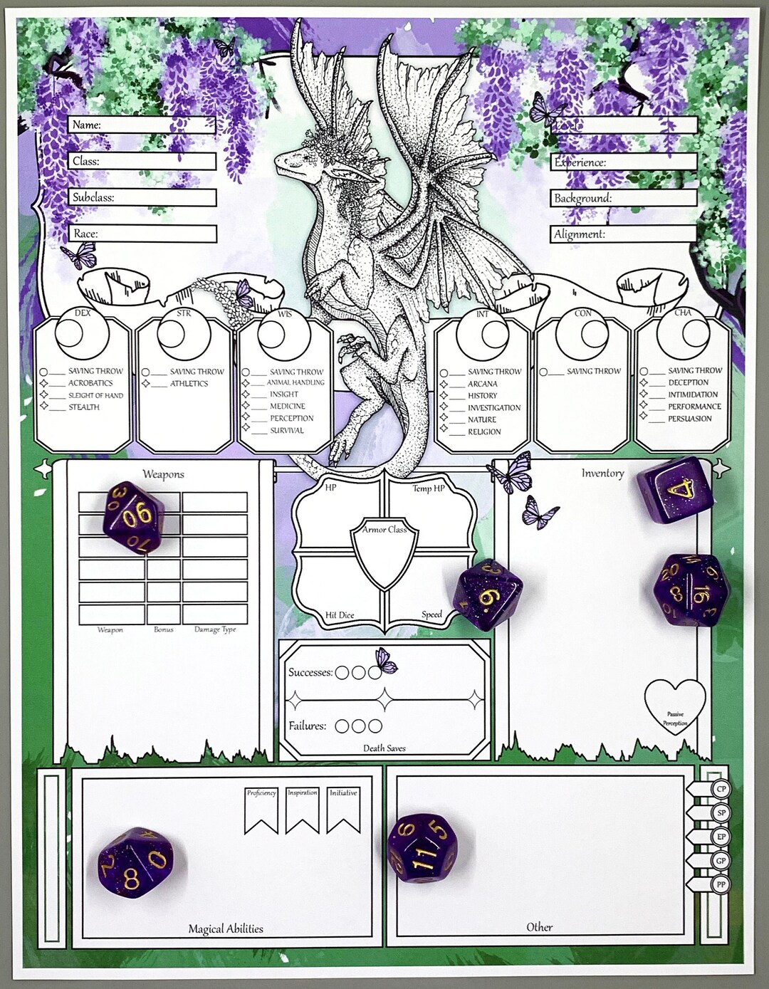 Feywild Dragons Dnd 5e Character Sheet Digital Download Bundle - Etsy