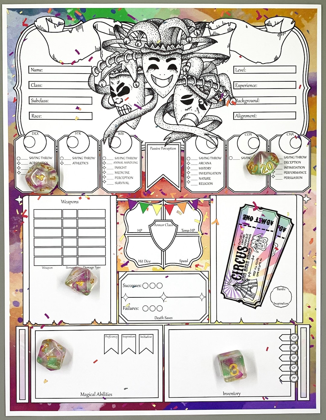 Bard Dnd 5e Character Sheet Digital Download - Etsy