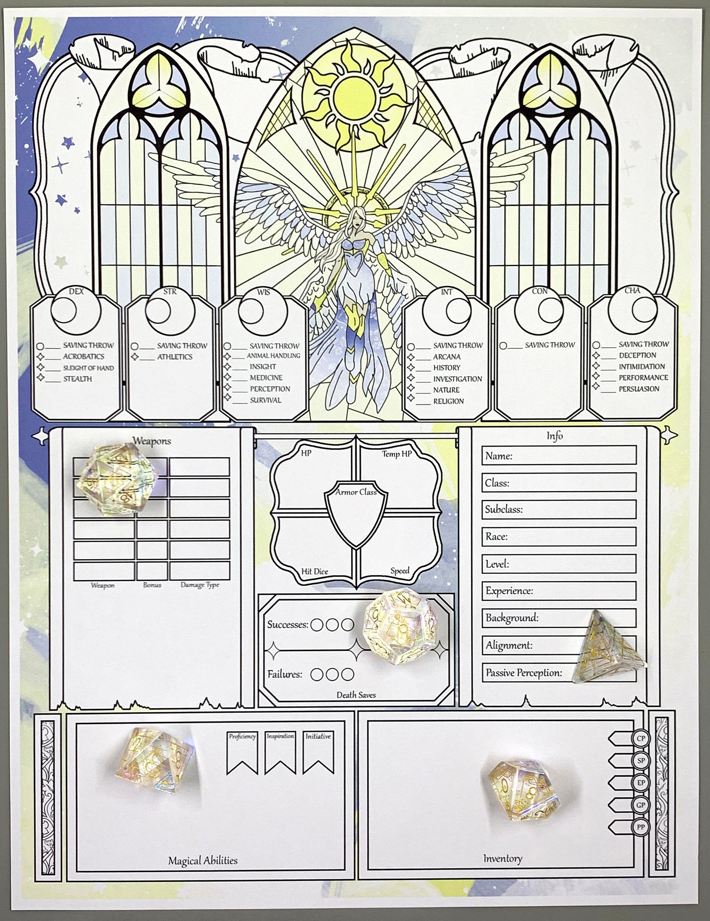 Cleric Light Domain Dnd 5e Character Sheet Digital Download - Etsy