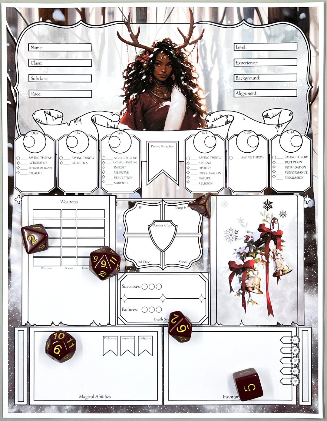 Christmas Reindeer Dnd 5e Character Sheet Dnd Character - Etsy