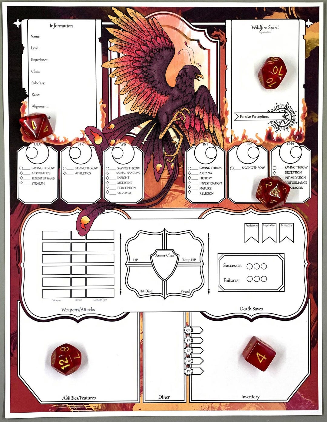 Phoenix Dnd 5e Character Sheet | Dnd Character Journal | Dungeons and ...