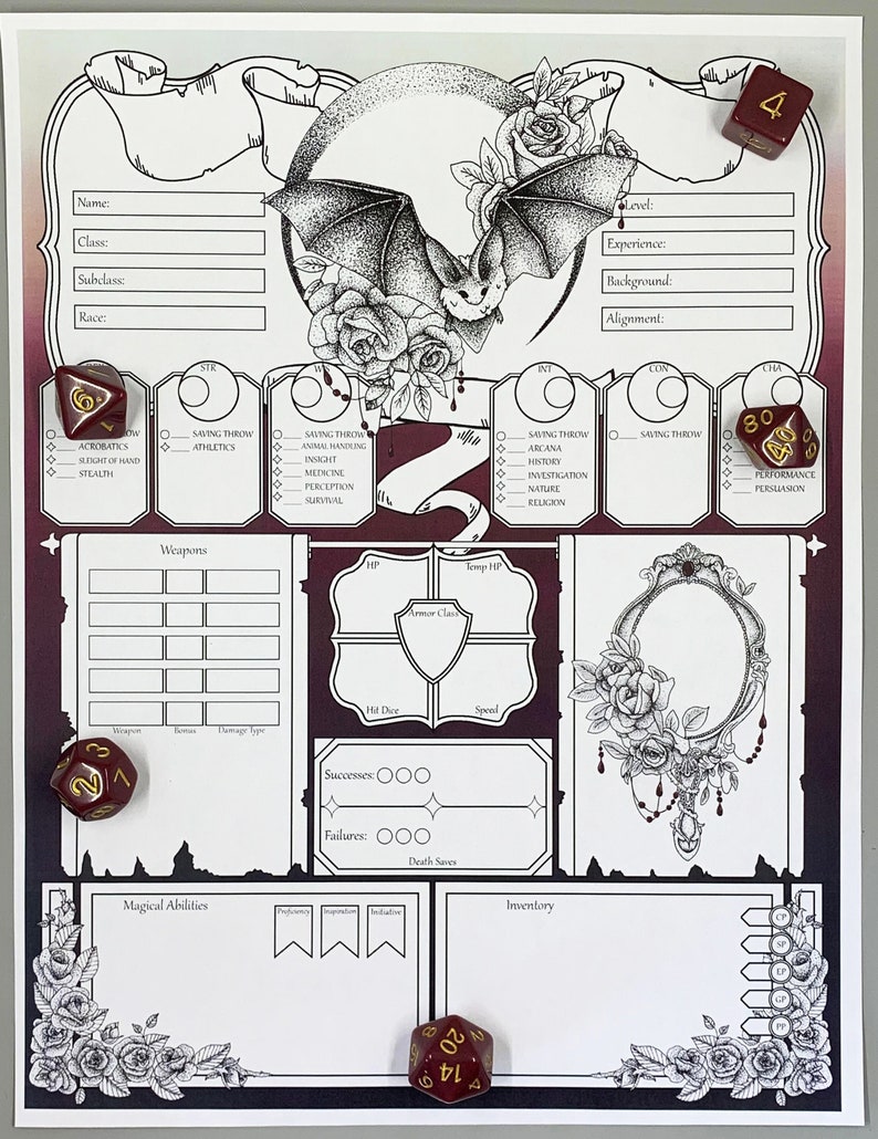 Dnd Character Sheet Vampire - Etsy