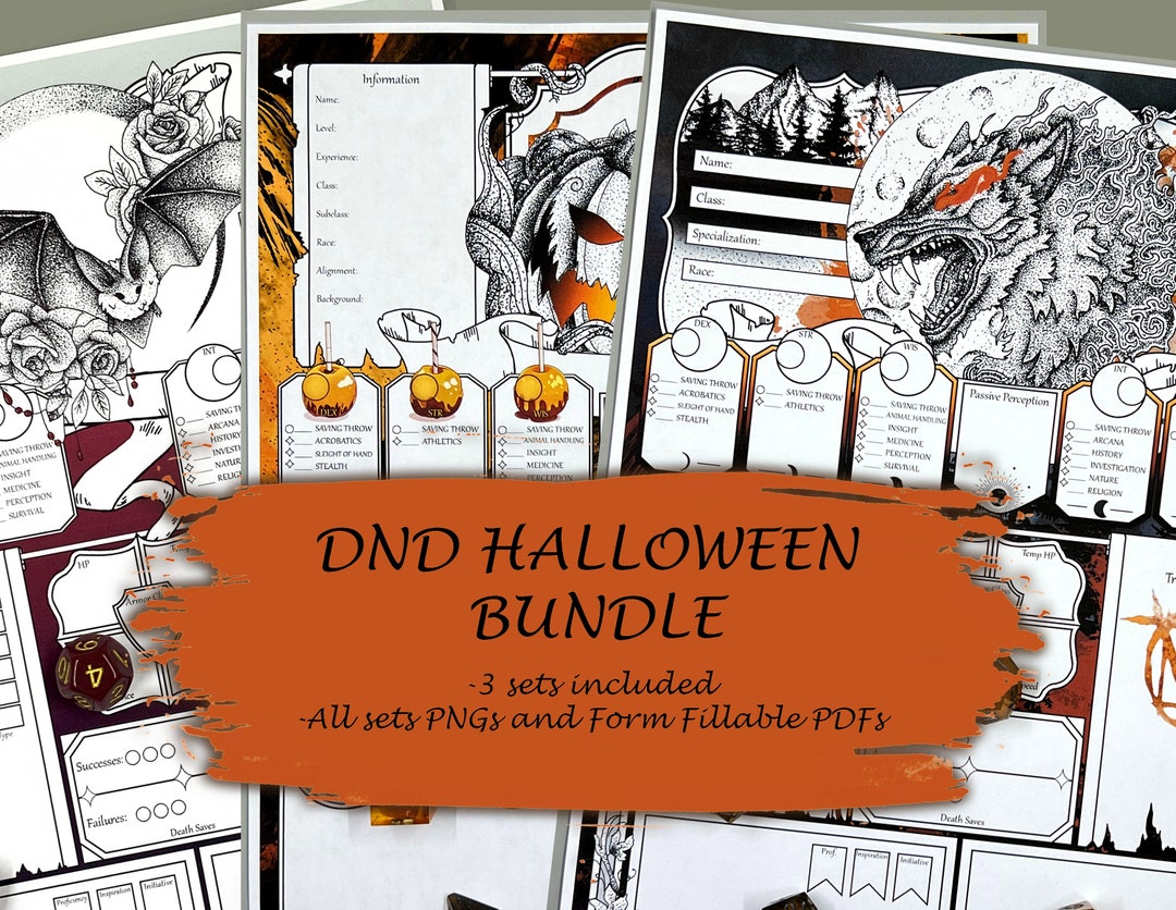 Dnd Character Sheet Dnd Halloween Collection Bundle Dnd - Etsy Canada