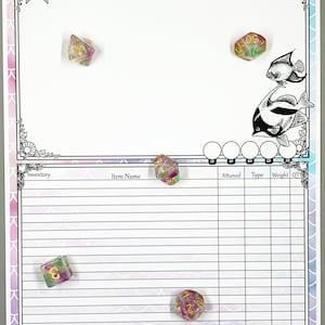 Mermaid Dnd 5e Character Sheet Digital Download - Etsy