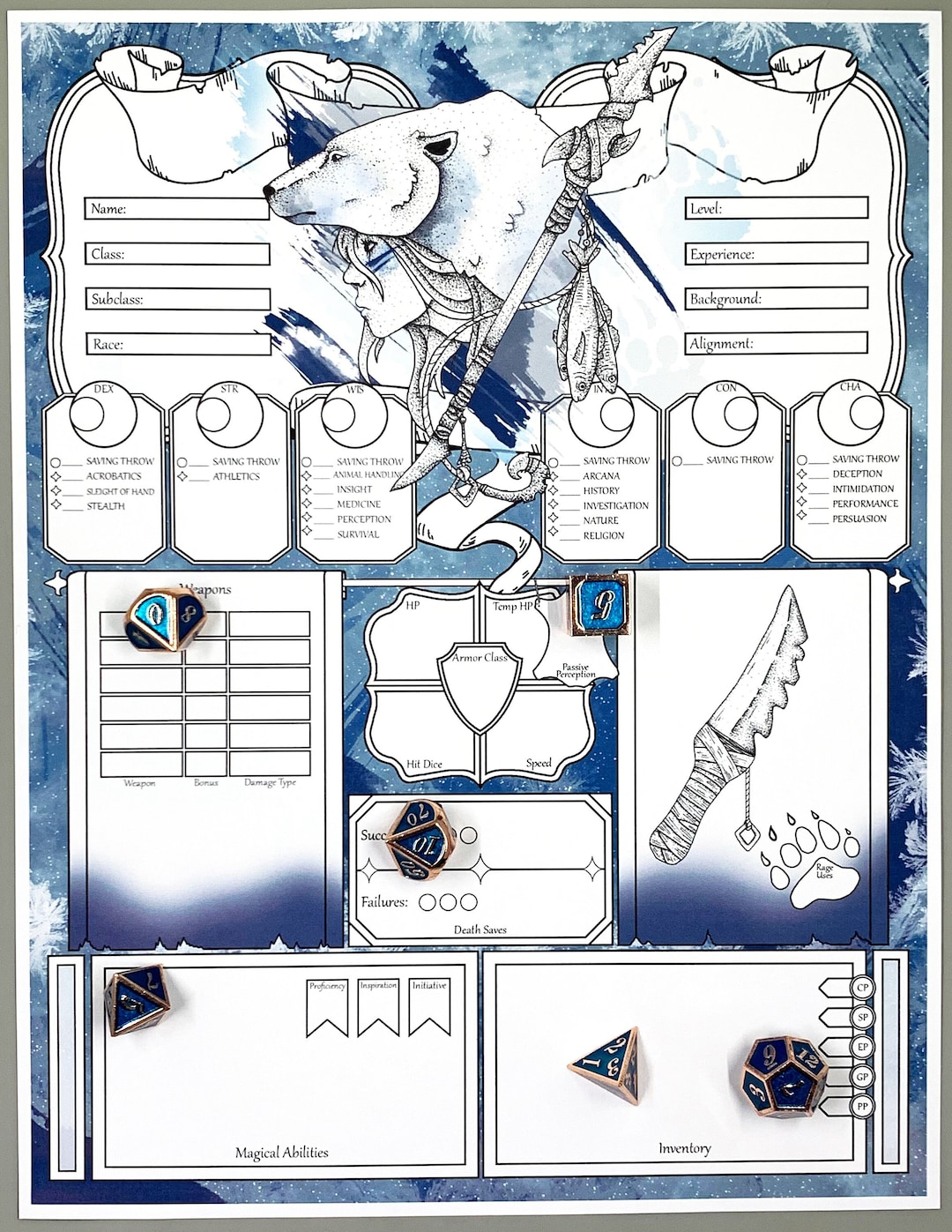 Hoja de personajes de Bárbaro DnD 5e / Diario de personajes de DnD / Dragones y mazmorras / PDF ...