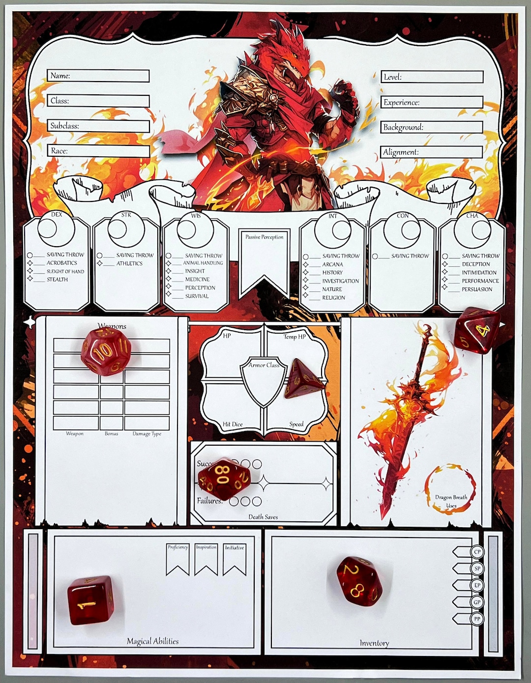 Dragonborn Dnd 5e Character Sheet Dnd Character Journal - Etsy Canada