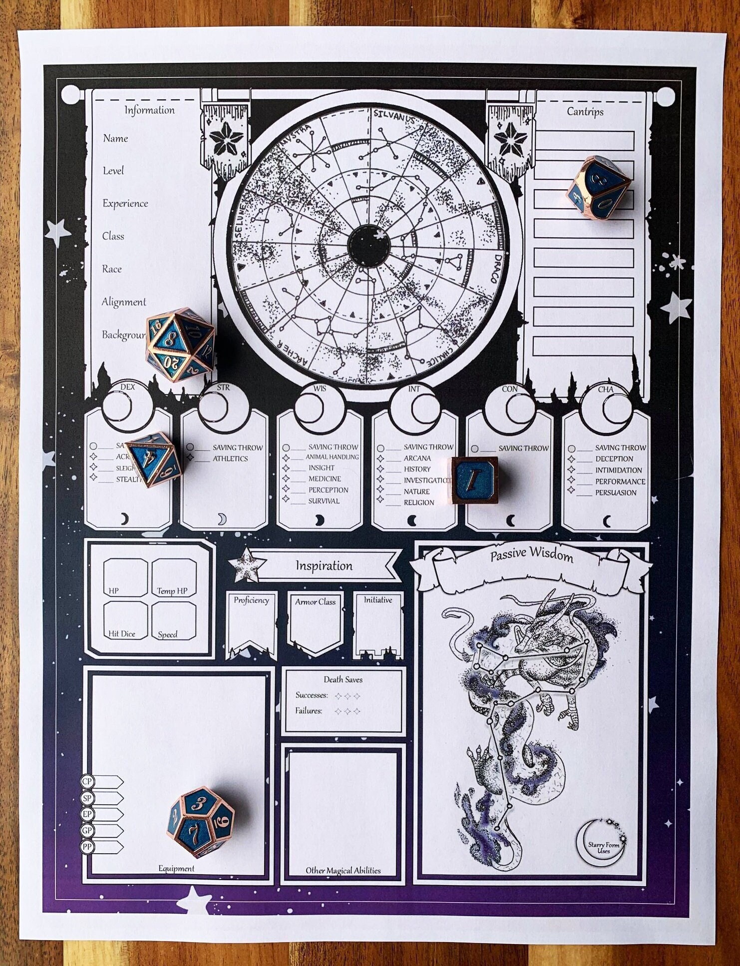 Limited Edition DnD Character Sheet Druid Circle of the Stars | Etsy Limited Edition DnD Character Sheet Druid Circle of the Stars | Etsy