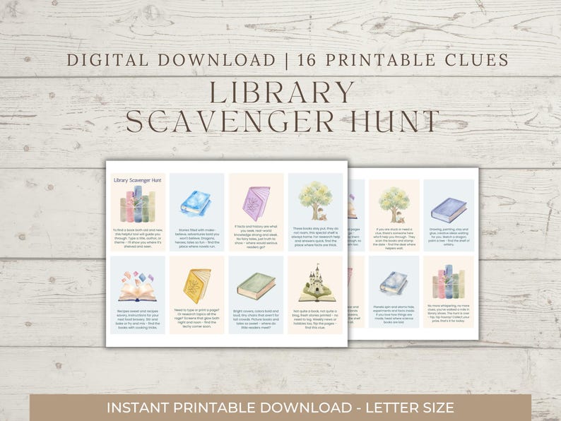 Library Scavenger Hunt Clues, Fun Activity (digital Download) - Etsy