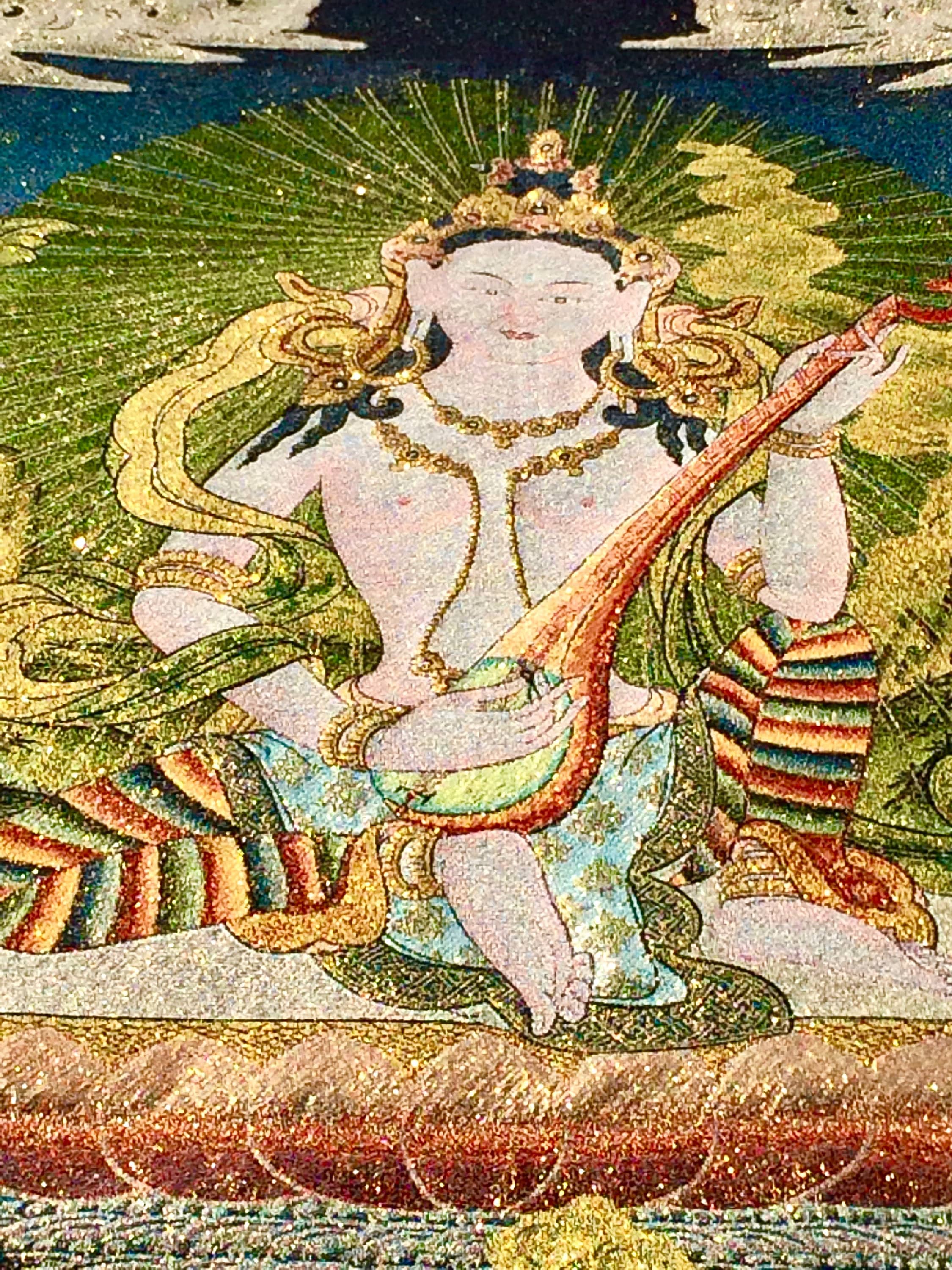 Tankha of SARASVATI Golden Thread Tapestry - Etsy.de