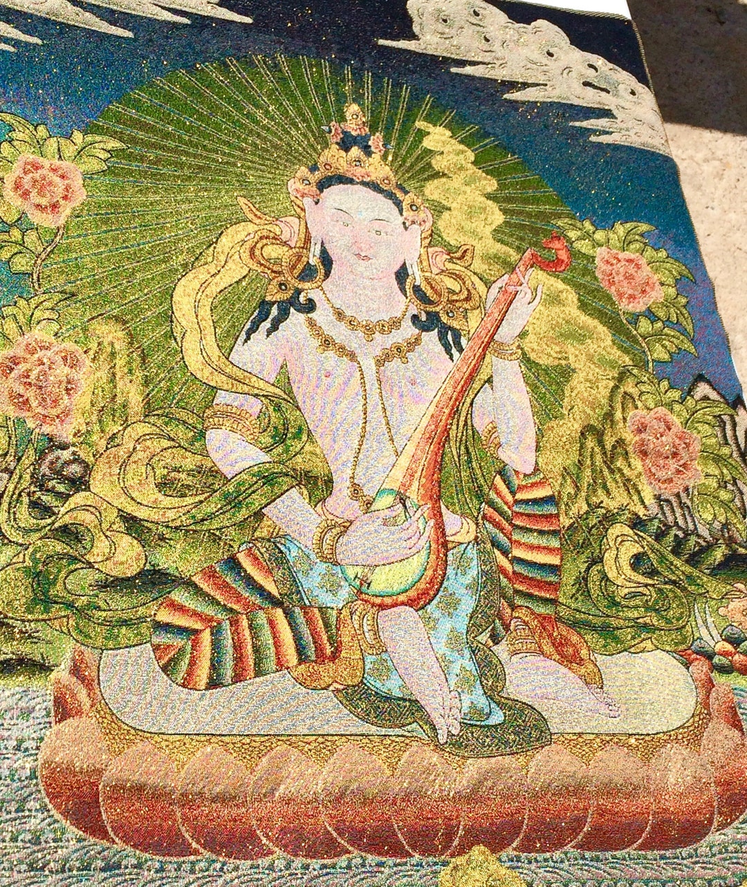 Tankha of SARASVATI Golden Thread Tapestry - Etsy.de