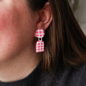 Windowpane Grid Polymer Earrings assorted Colours - Etsy