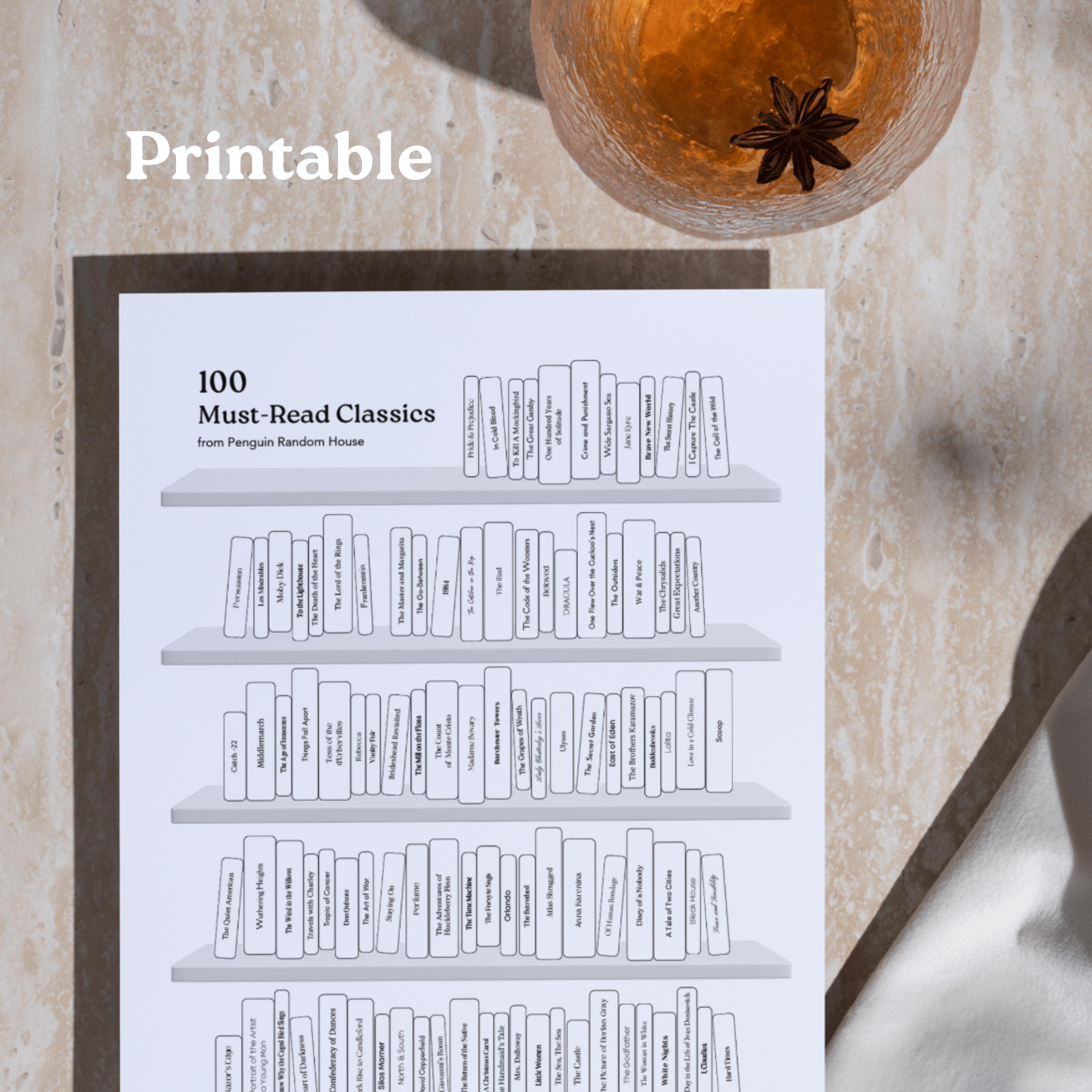 Color-in Bookshelf of 100 Must-read Classics | Penguin Random House ...