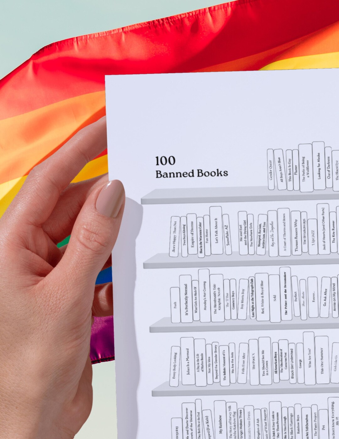 Color-in Bookshelf of 100 Banned and Challenged Books | Printable ...