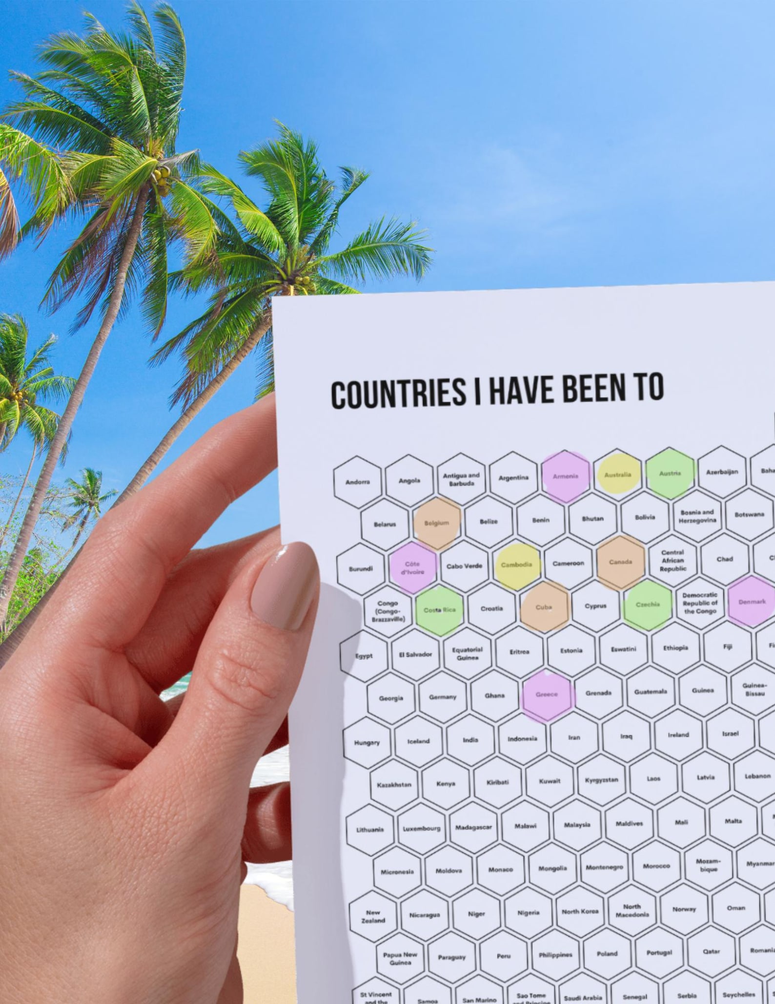 Countries I Have Been to – Color-in Travel Map Instant Download ...