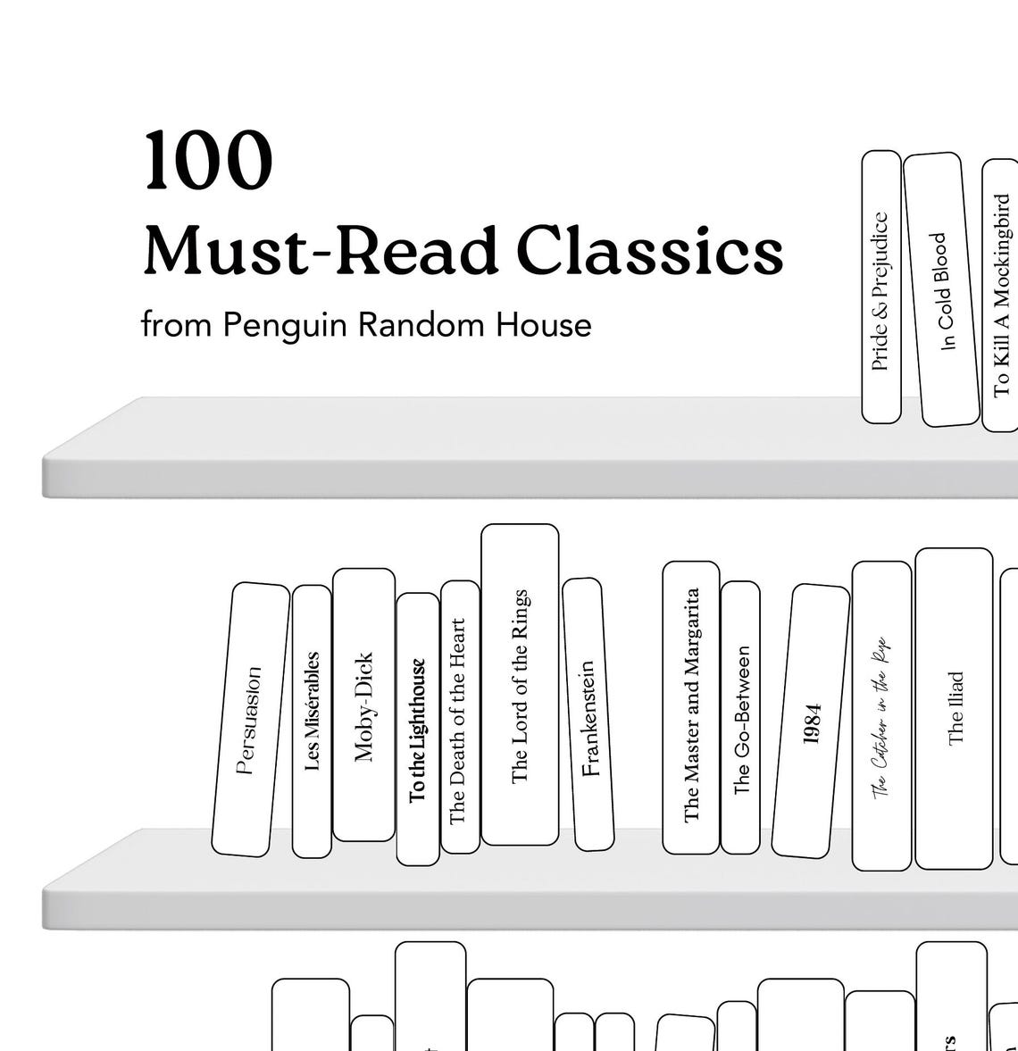 Color-in Bookshelf of 100 Must-read Classics | Penguin Random House ...