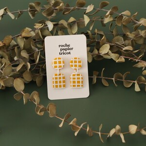 Windowpane Grid Polymer Earrings assorted Colours - Etsy