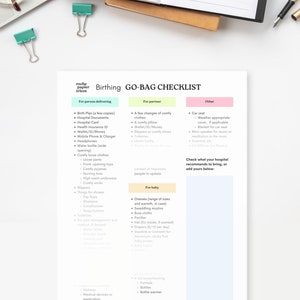 Birthing Go-bag Checklist (PDF) - Etsy