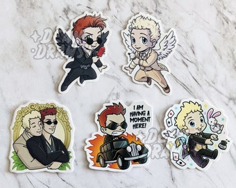 Good Omens Sticker Sheet, Cute Durable Original Vinyl Crowley ...