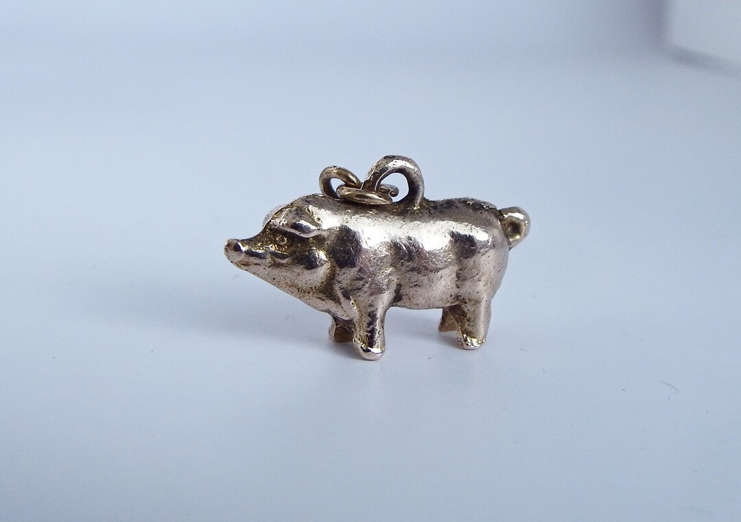 Vintage 9ct Gold Pig Charm, Solid Yellow Gold 10mm X 20mm Pig Pendant ...