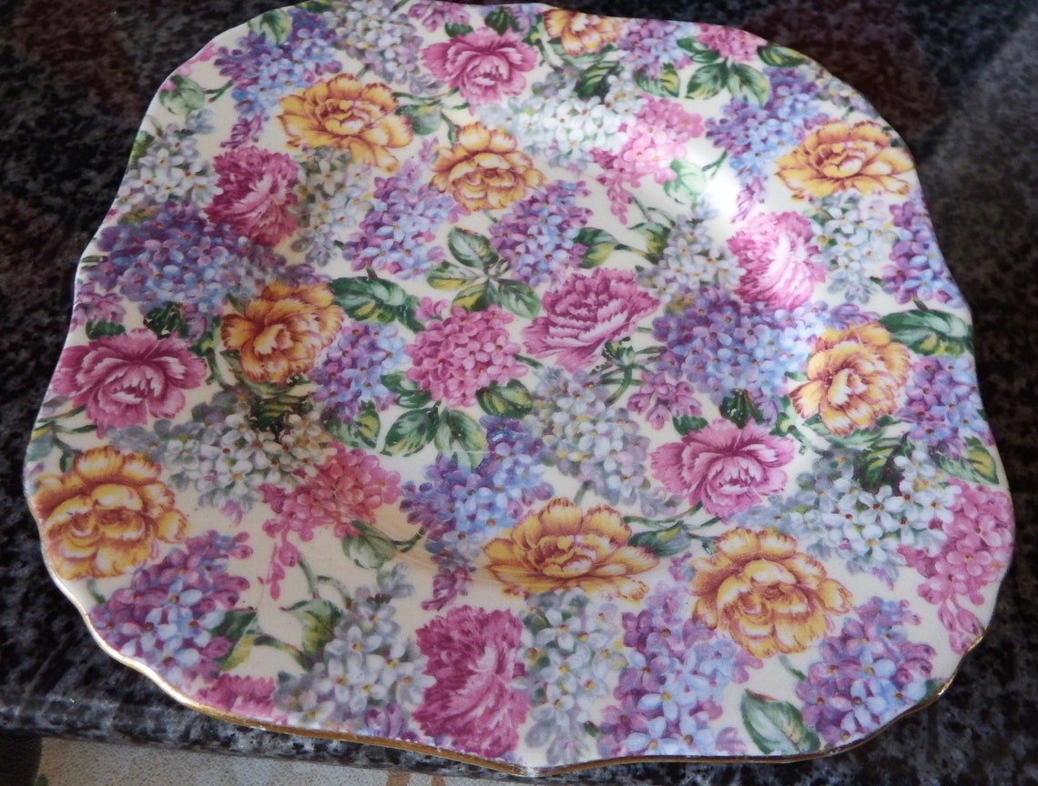 Chintz China Set of 4 Vintage Chintz Plates, Summer Tea Party, Mothers ...