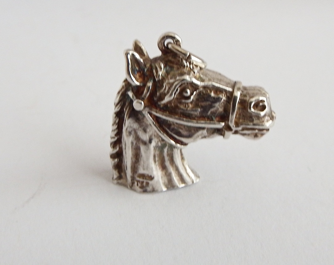 Vintage Equestrian Horse Head Silver Pendant, Rare CHIM Bracelet Charm ...